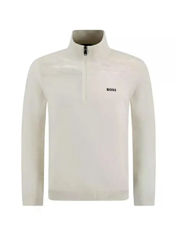 BOSS Ever-x Quarter-zip Sweater With Ribbed Texture And Logo Detail