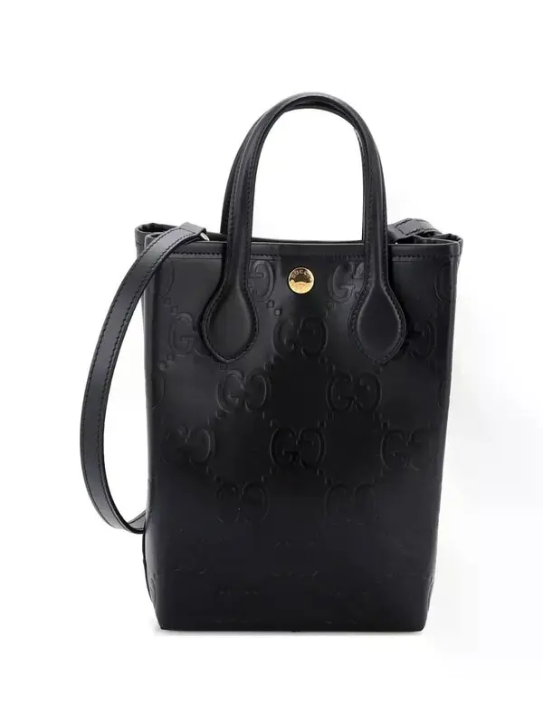 Gucci Vertical Gg Embossed Leather Mini Tote Bag - Black