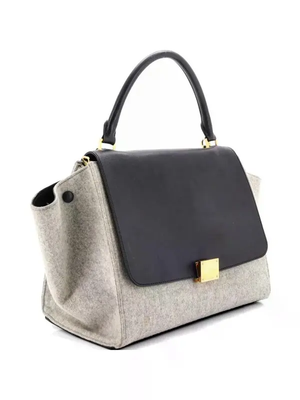 Celine Trapeze Bag Leather And Felt Medium Satchel - Grey