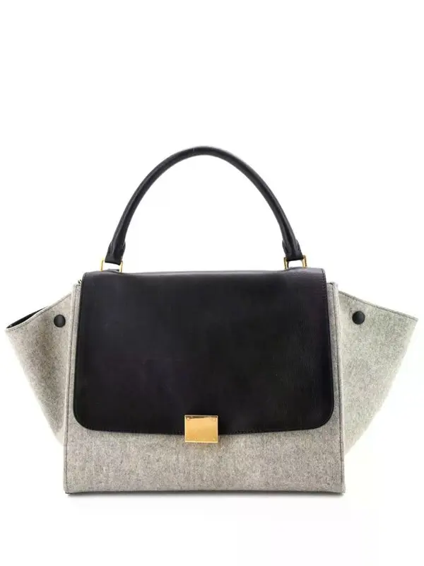 Celine Trapeze Leather And Felt Satchel Medium - Grey
