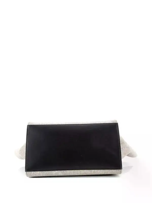 Celine Trapeze Leather And Felt Satchel Medium - Grey