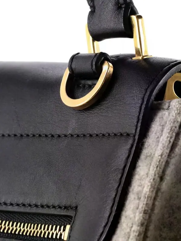Celine Trapeze Leather And Felt Satchel Medium - Grey