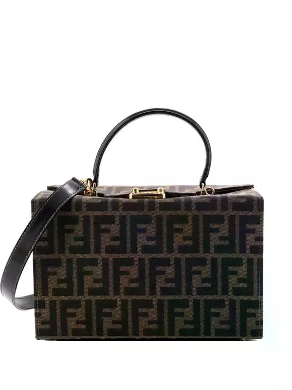 Fendi Vintage Convertible Lock Box Bag Zucca Canvas