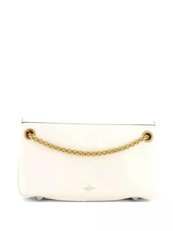 Valentino Garavani Stud Sign Leather Shoulder Bag - Neutrals