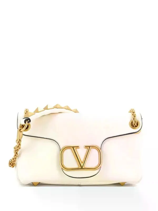 Valentino Garavani Stud Sign Leather Shoulder Bag - Neutrals