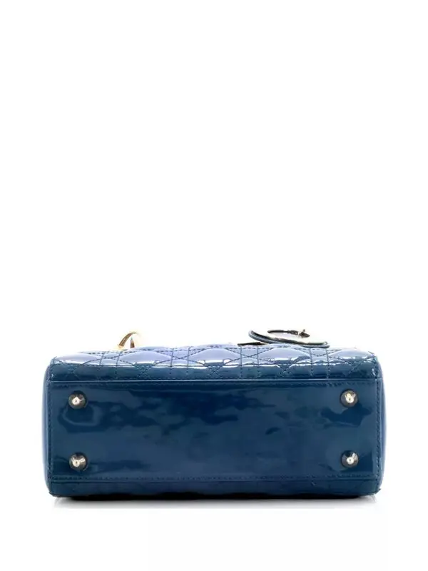 Dior Lady Cannage Quilt Patent Small Satchel - Blue