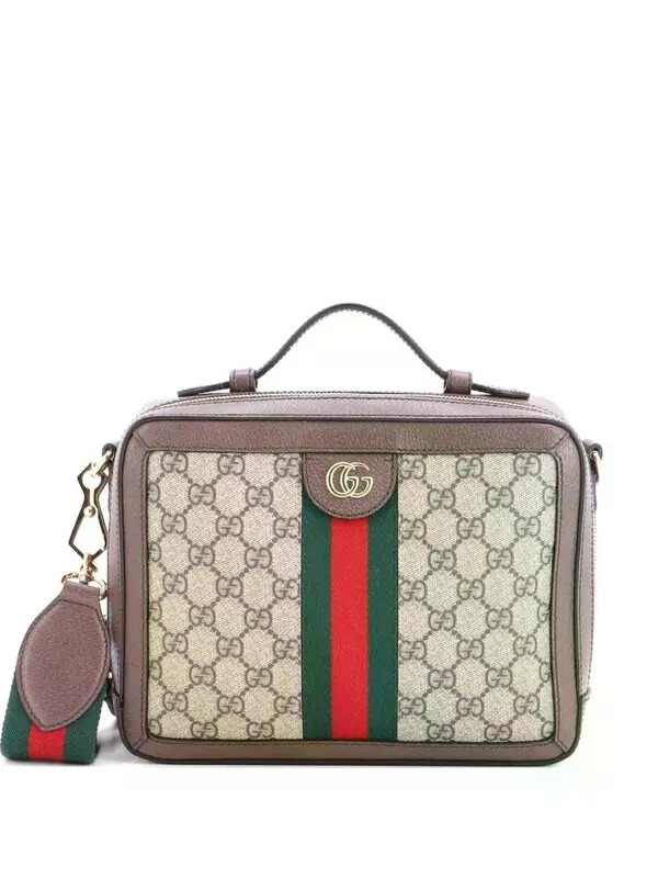 Gucci Ophidia Zip Around Camera Bag Gg Coated Canvas Small