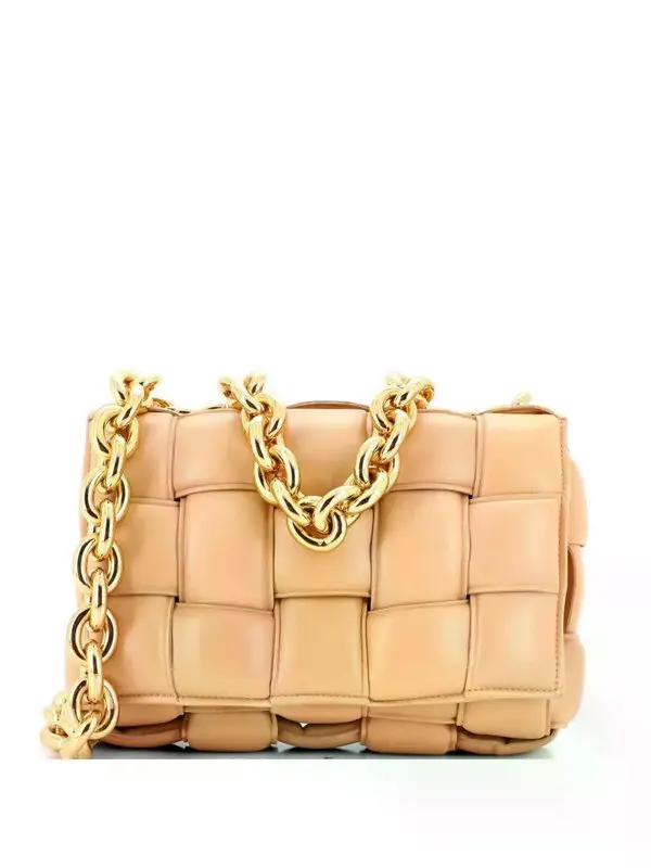 Bottega Veneta Cassette Chain Padded Maxi Intrecciato Leather Crossbody Bag - Neutrals