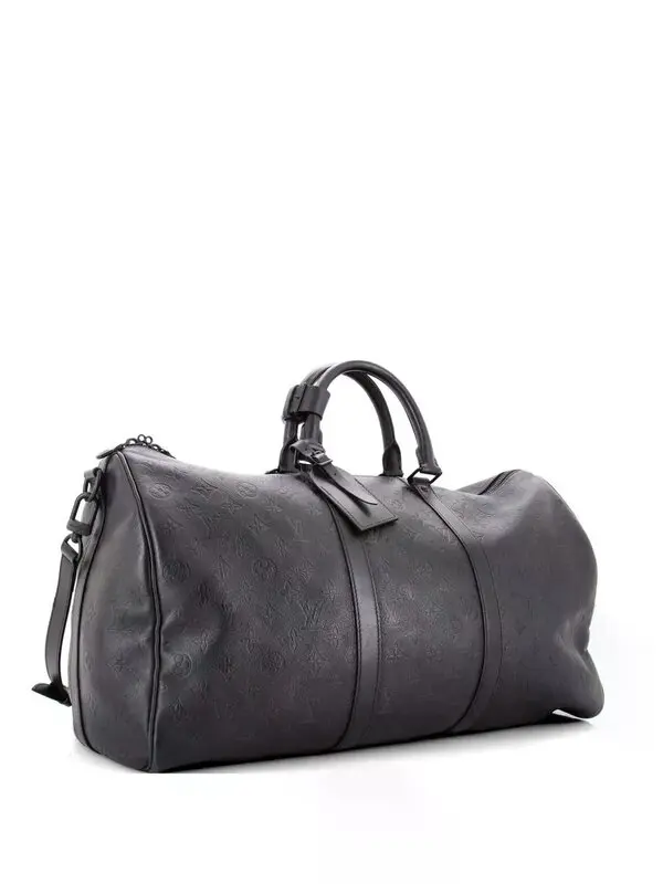 LOUIS VUITTON Keepall Bandouliere 50 Travel Bag Monogram Shadow Leather