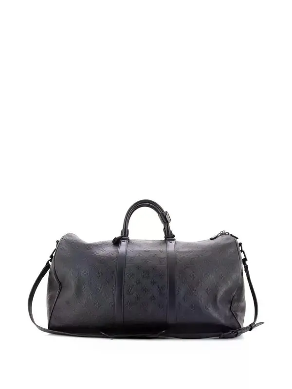 LOUIS VUITTON Keepall Bandouliere 50 Travel Bag Monogram Shadow Leather