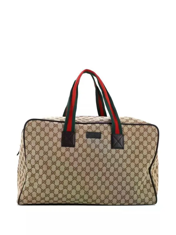Gucci Web Carry On Duffle Bag Gg Canvas - Brown