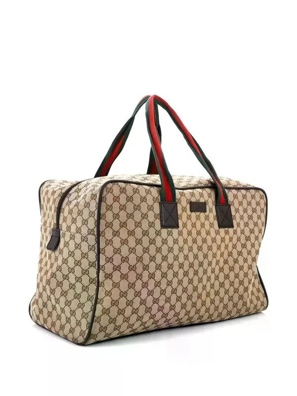 Gucci Web Carry On Duffle Bag Gg Canvas - Brown