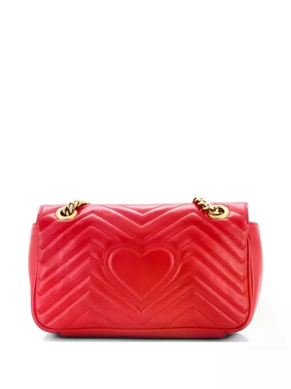 Gucci Gg Marmont Flap Bag Matelasse Leather Small - Red