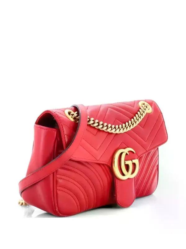 Gucci Gg Marmont Flap Bag Matelasse Leather Small - Red