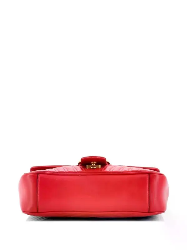 Gucci Gg Marmont Flap Bag Matelasse Leather Small - Red
