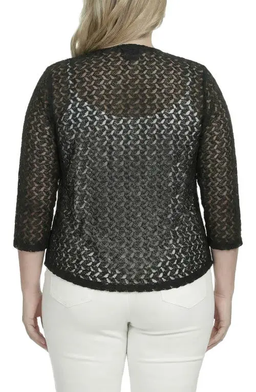 STANDARDS & PRACTICES Lace Open-front Cardigan - Black