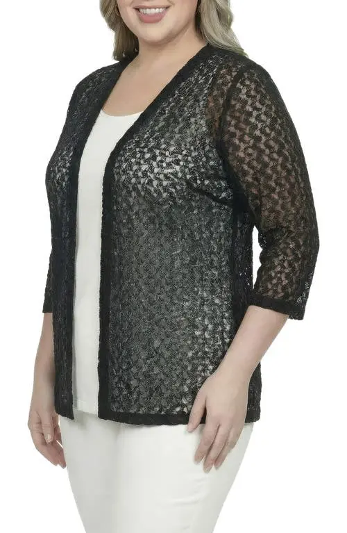 STANDARDS & PRACTICES Lace Open-front Cardigan - Black