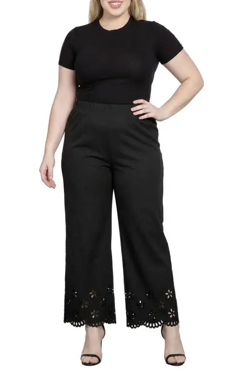 STANDARDS & PRACTICES Floral Eyelet Hem Pull-on Pants