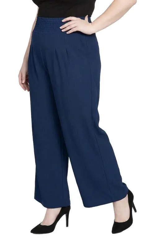 STANDARDS & PRACTICES Smock Waist Wide Leg Trousers - Navy