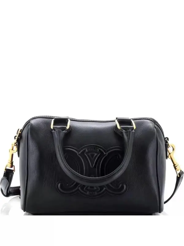 Celine Cuir Triomphe Boston Bag Leather Small Satchel - Black