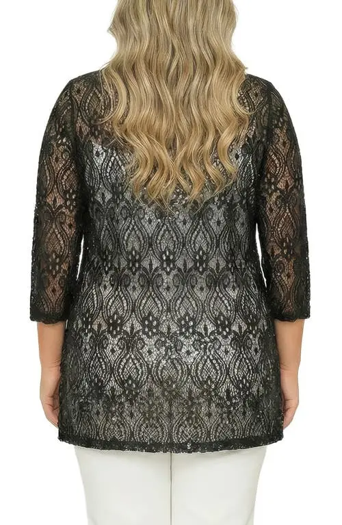 STANDARDS & PRACTICES Sequin Lace Open Front Cardigan