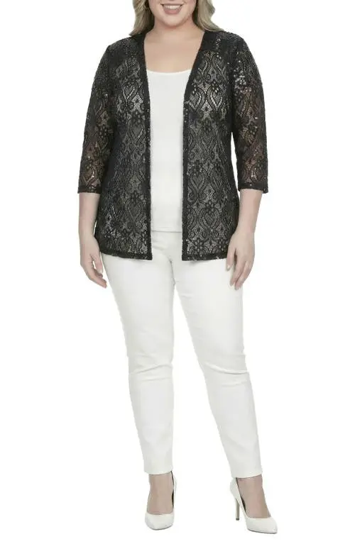 STANDARDS & PRACTICES Sequin Lace Open Front Cardigan