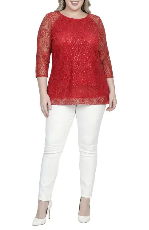 STANDARDS & PRACTICES Sequin Lace Tunic Top