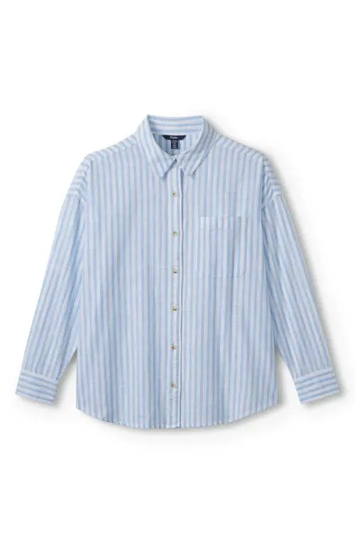 HATLEY Relaxed Fit Stripe Cotton Button-up Shirt - Blue