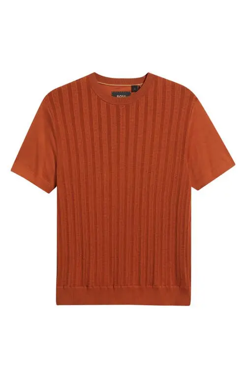 BOSS Tesar Textured Cotton & Silk T-shirt - Medium Brown