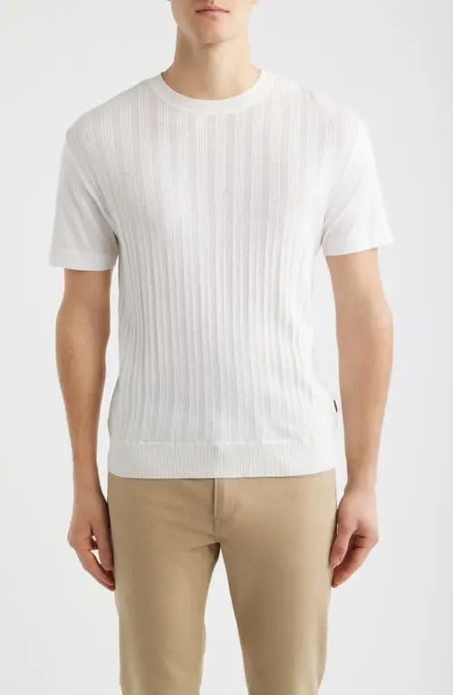 BOSS Tesar Textured Cotton & Silk T-shirt - Open White
