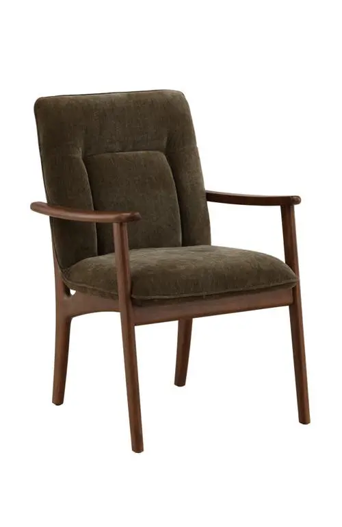DOVETAIL FURNITURE Vera Velvet Upholstered Dining Chair With Wood Frame - Olive
