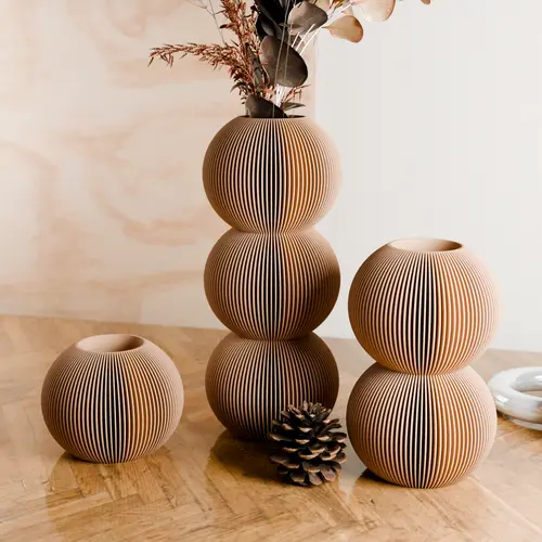 MODERNIZED POTTERY Bubble Vase Set - Natural Wood