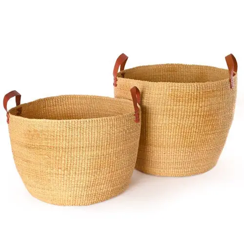 AFRICAN MODERN Set Of Two Large Nesting Storage Baskets