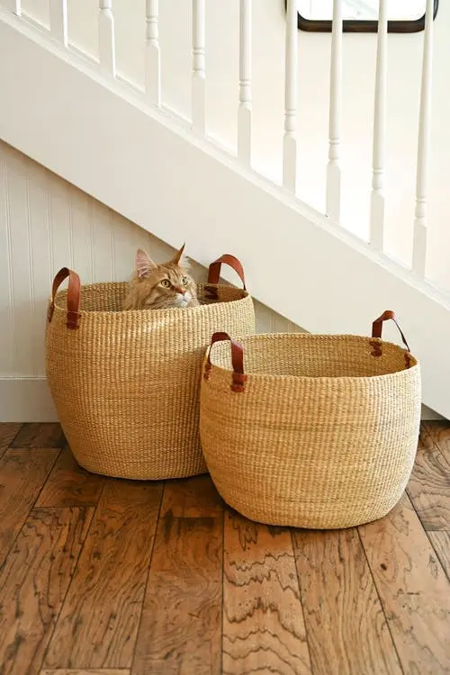 AFRICAN MODERN Set Of Two Large Nesting Storage Baskets