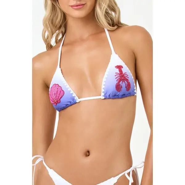L*Space Sonia Beaded Embroidered Bikini Top - Into The Blue