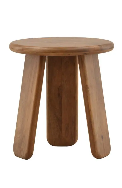 DOVETAIL FURNITURE Winslow Mango Wood Round Side Table