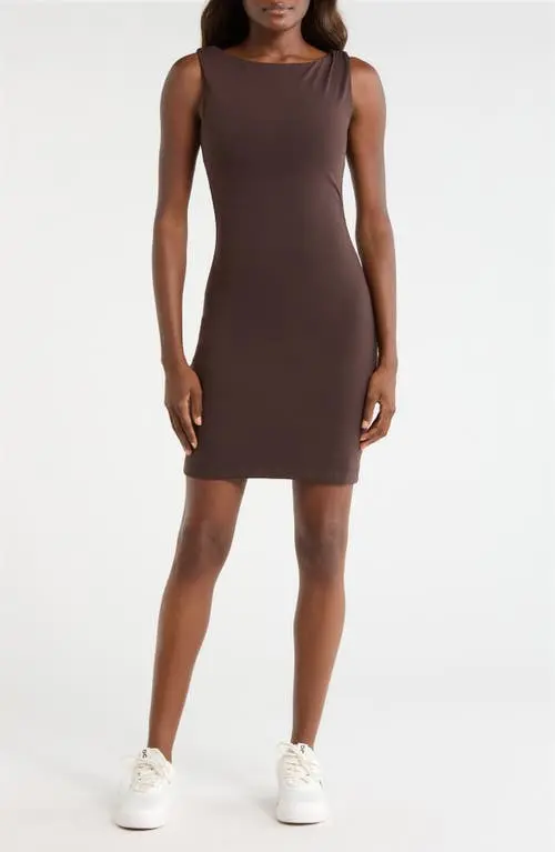 MPG Ruched Sculpt Sleeveless Mini Dress - Java