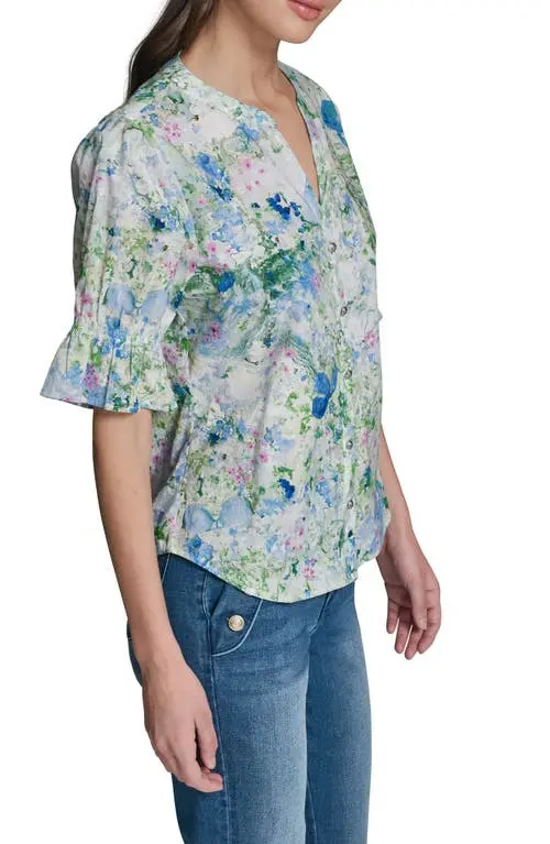Karl Lagerfeld Paris Printed Puff Sleeve Top