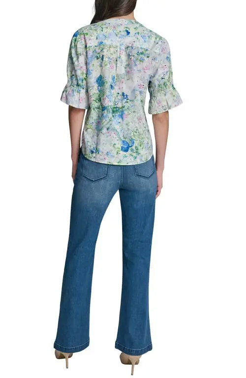 Karl Lagerfeld Paris Printed Puff Sleeve Top