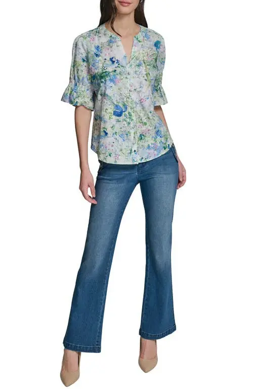 Karl Lagerfeld Paris Printed Puff Sleeve Top