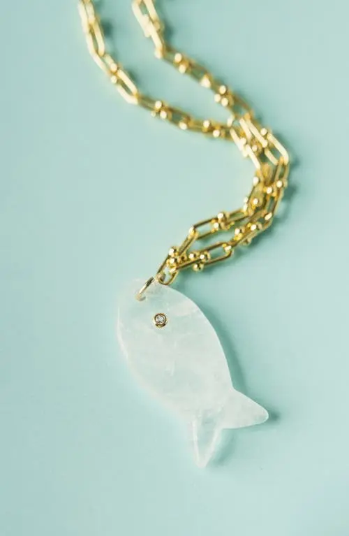 MACRAE & CO. Quartz Fish Pendant Necklace - Gold