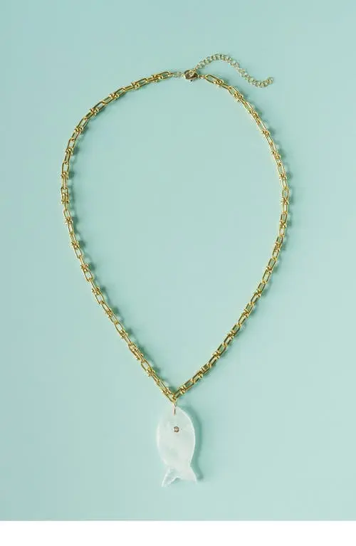 MACRAE & CO. Quartz Fish Pendant Necklace - Gold