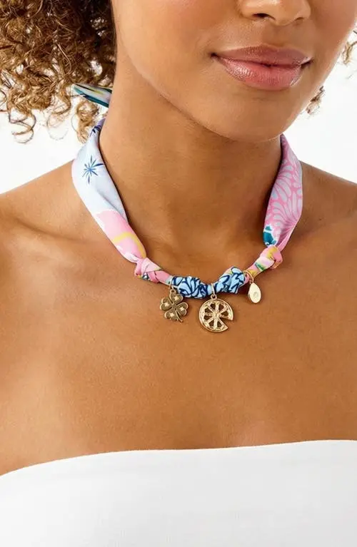 MACRAE & CO. Margo Scarf Charm Necklace - Pink