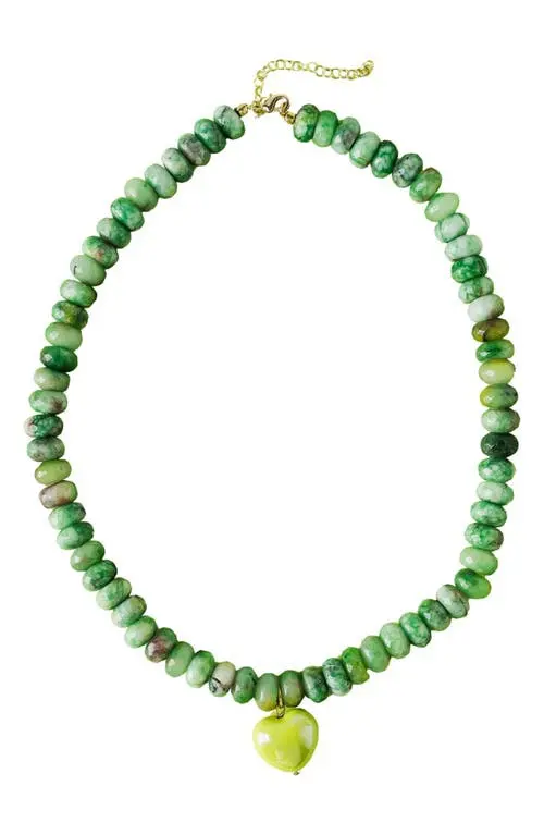 MACRAE & CO. Alice Beaded Heart Pendant Necklace - Green