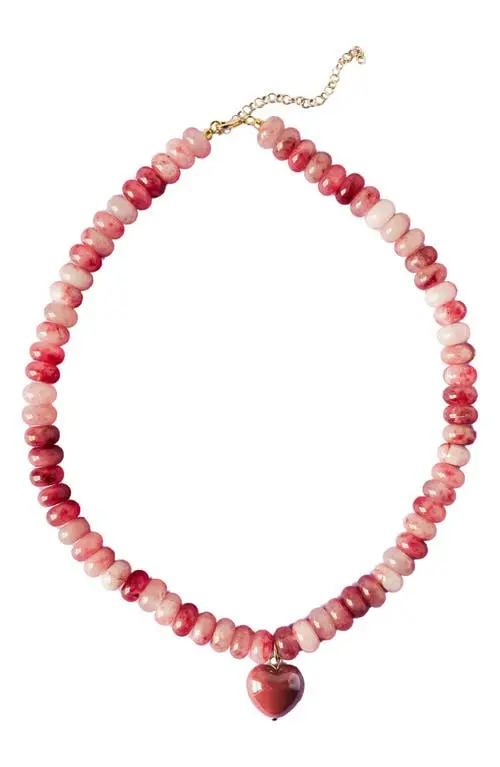 MACRAE & CO. Alice Beaded Heart Pendant Necklace - Pink