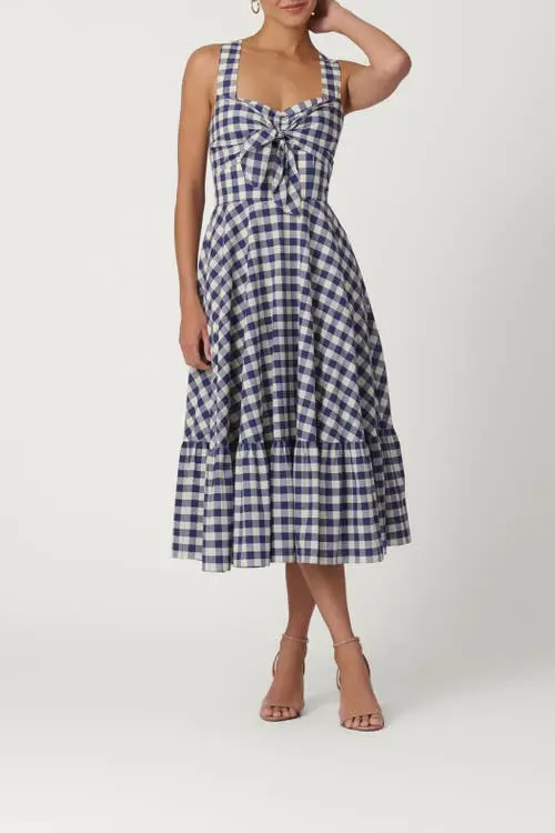 Shoshanna Gingham Nellie Midi Dress