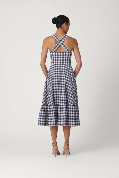 Shoshanna Gingham Nellie Midi Dress