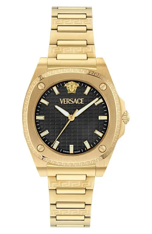 Versace Greca Pulse Goldtone Bracelet Watch - Ip Yellow Gold