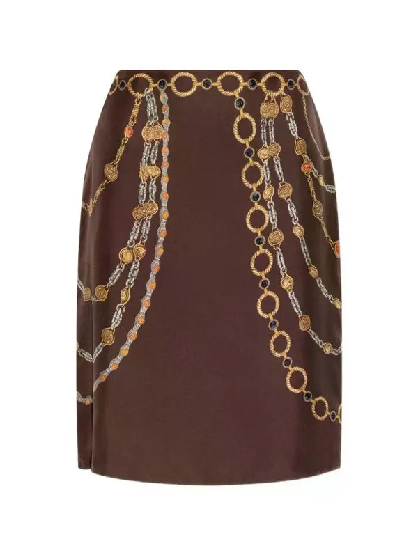 Versace Chain-print Medusa Head Skirt - Brown