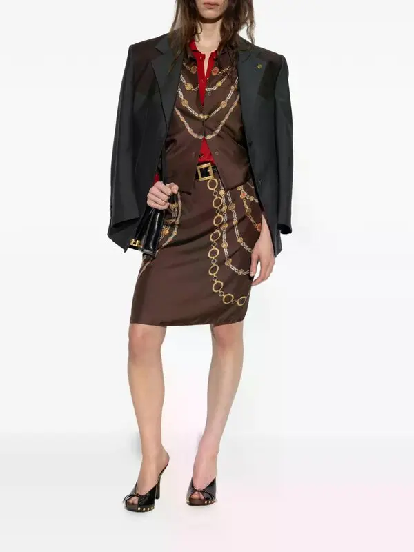 Versace Chain-print Medusa Head Skirt - Brown